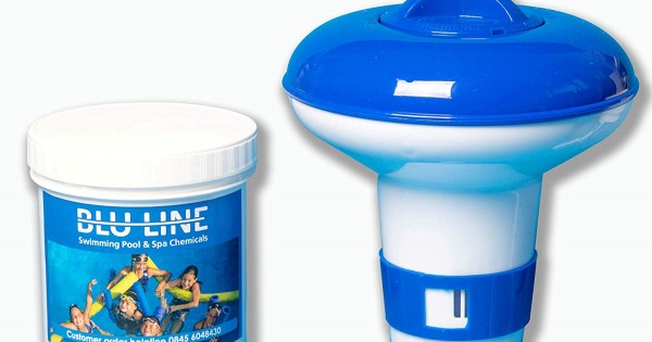 BLU LINE SMALL FLOATING DISPENSER WITH 10 ULTIMATE CHLORINE TABLETS 20g ...